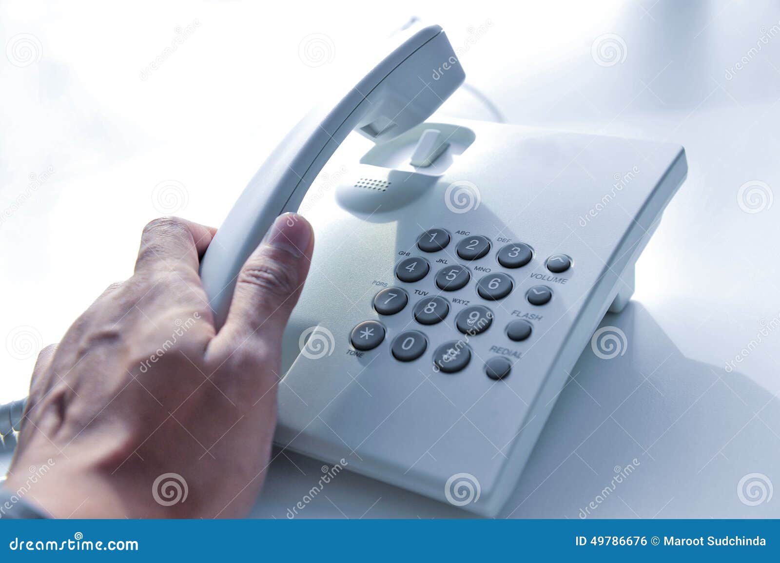Hand Holding Telephone Receiver. Stock Photo - Image of communication ...