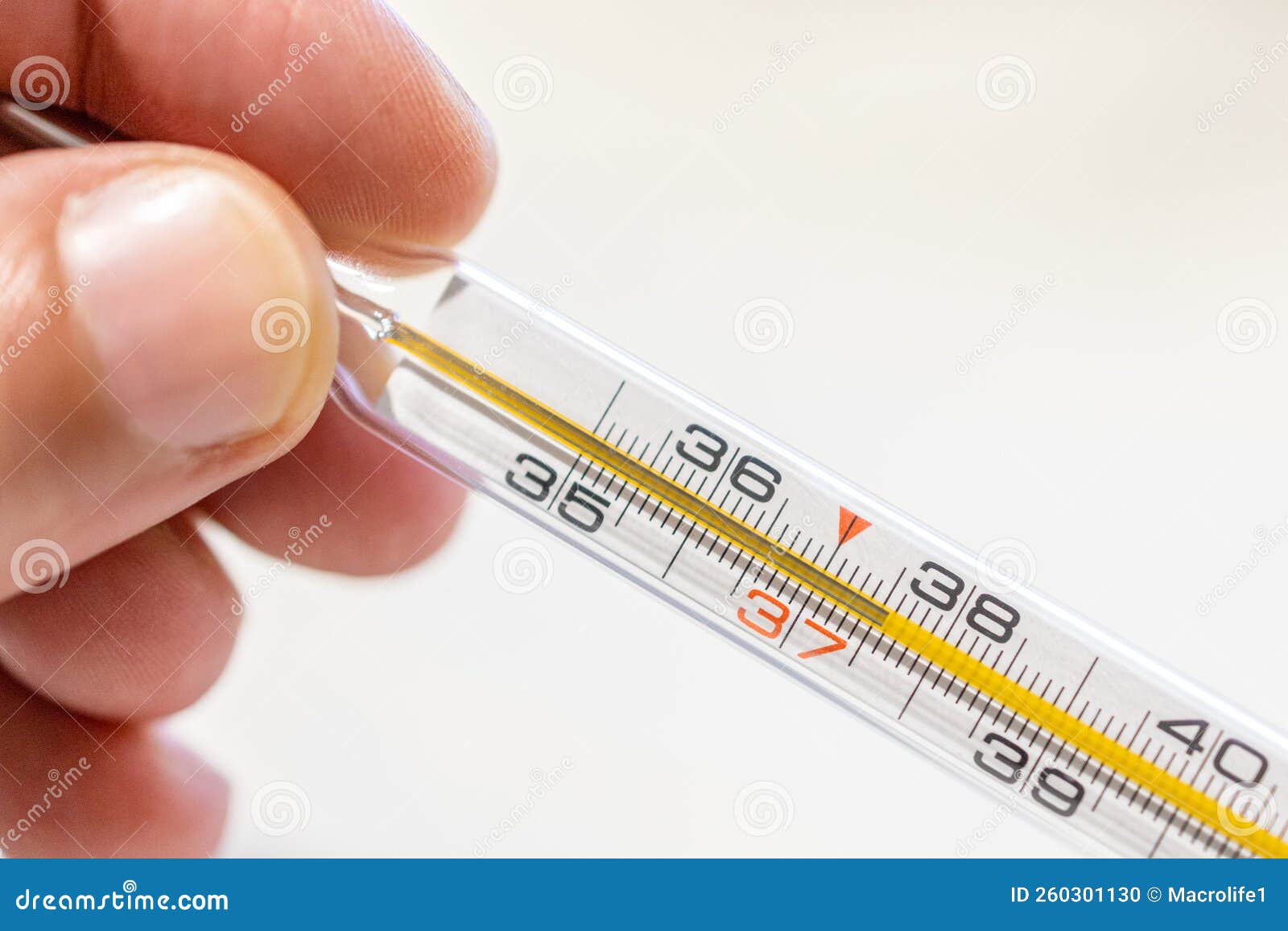 Hand Holding the Thermometer Checking the Temperature Stock Photo ...