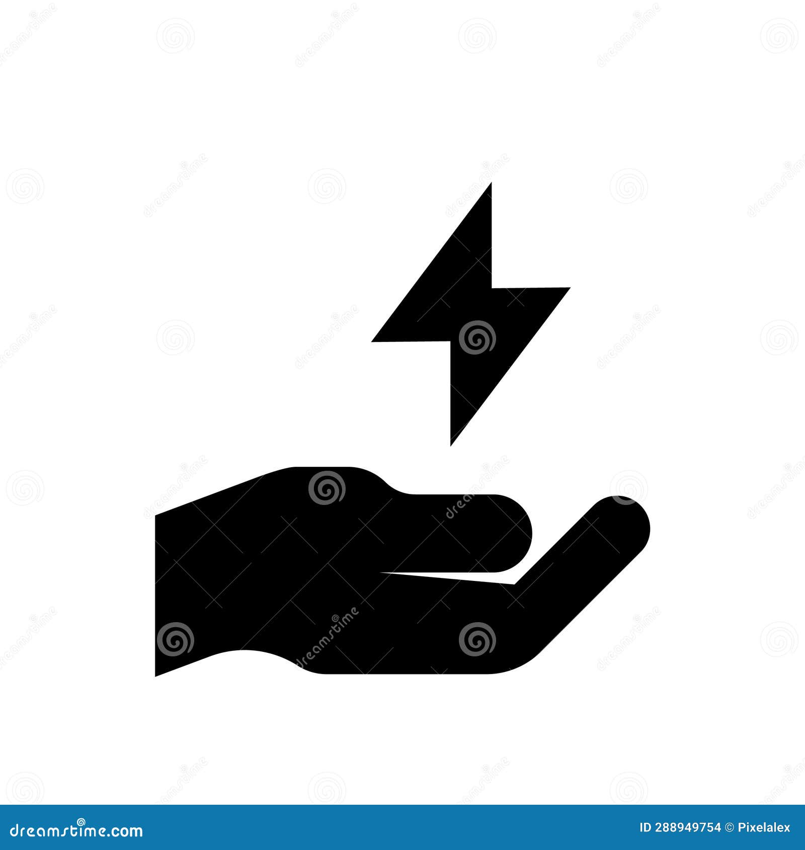 Hand Holding Thunder Black Icon Stock Illustration - Illustration of ...