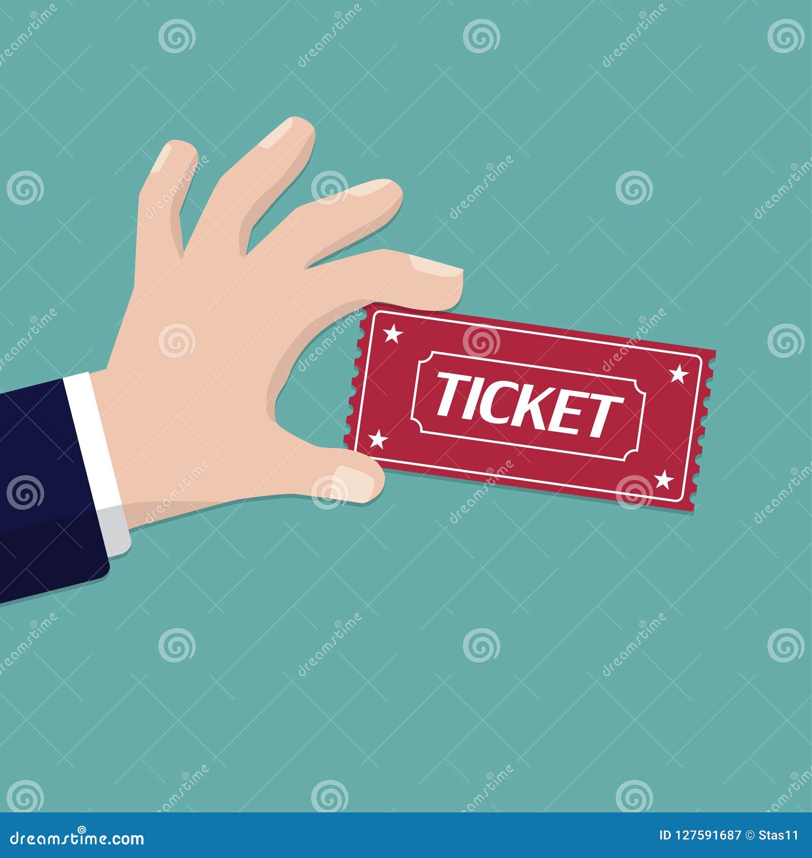 Hand Holding Ticket in a Flat Design. Vector Illustration Stock Vector ...