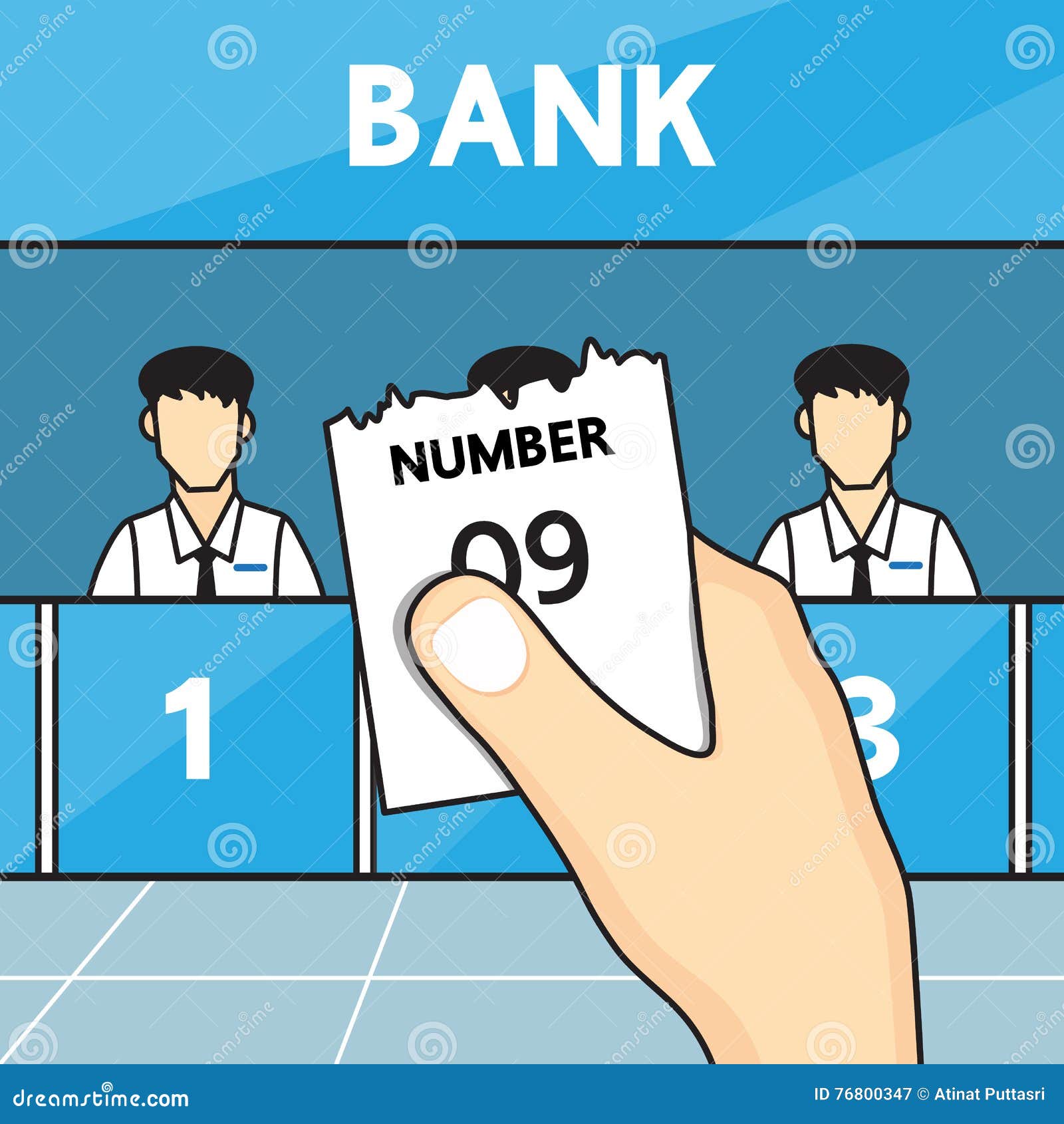Hand Holding Ticket Queue in the Bank. Stock Vector - Illustration of ...