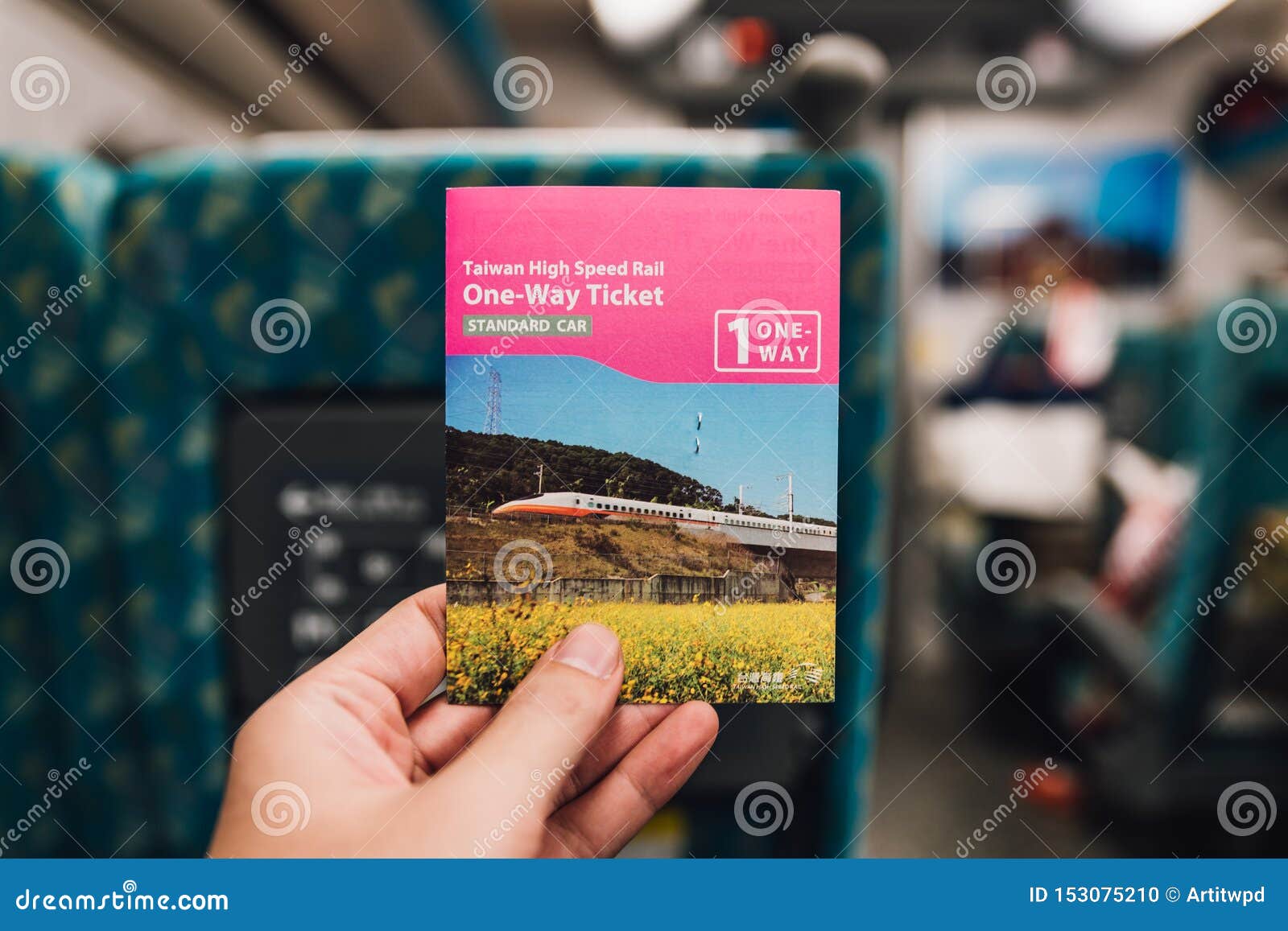 Hand Holding a Ticket of Taiwan High Speed Train on Platform in Taiwan ...