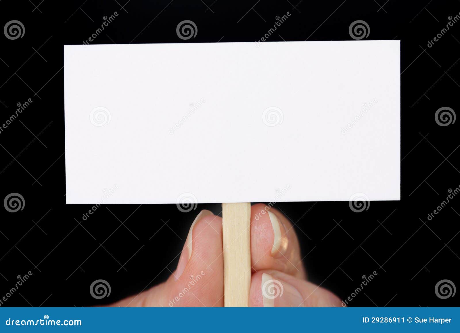 Hand Holding Tiny Sign on Black Stock Image - Image of signboard, white ...