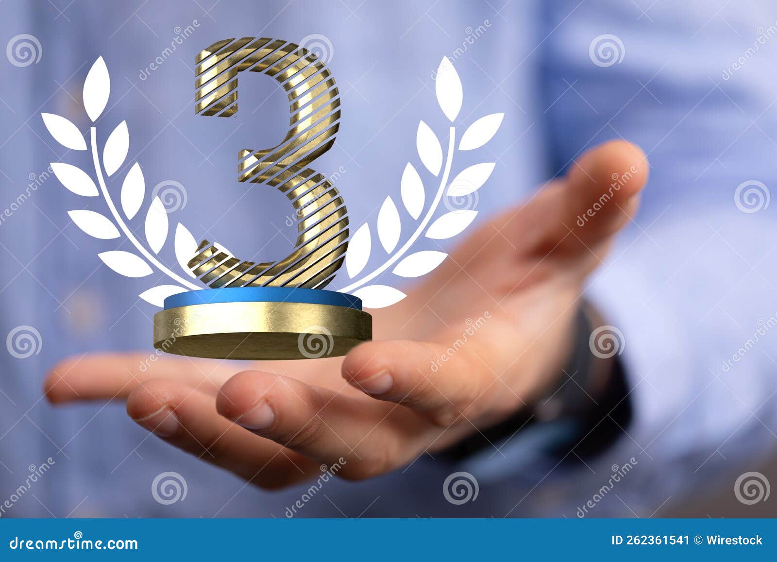 Hand Holding To a 3D Decorative 3rd Place Trophy Sign Stock ...