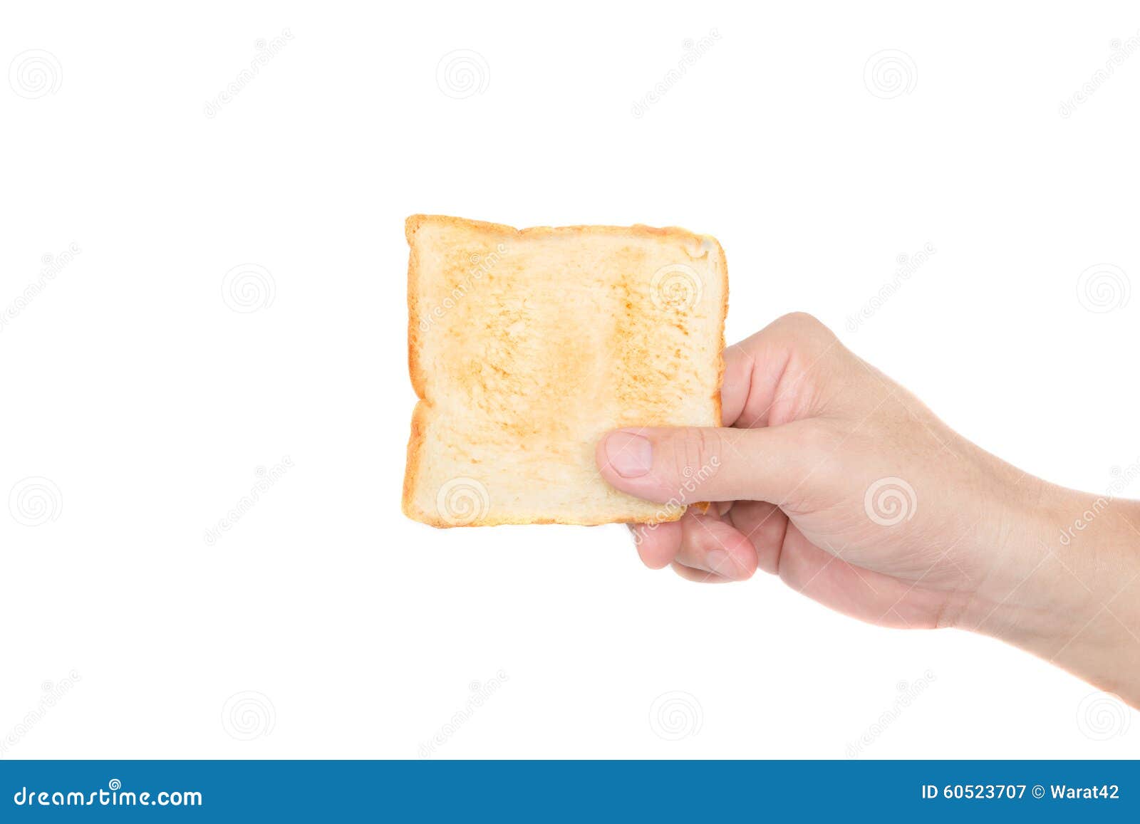 Hand Holding Toast Bread On White Background Stock Image - Image of ...