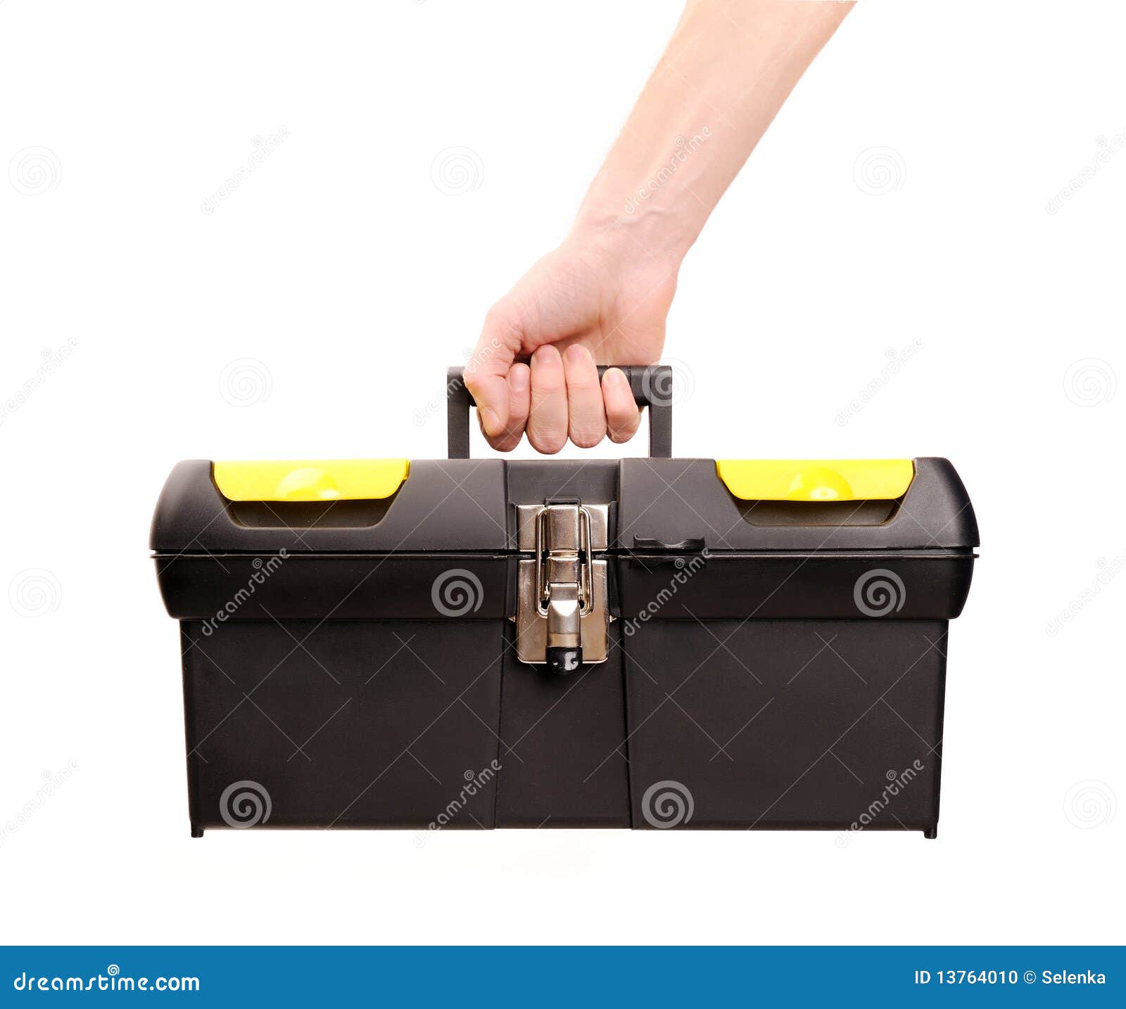 Hand holding toolbox stock photo. Image of isolated, handyman - 13764010