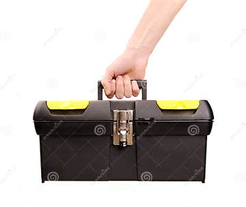 Hand holding toolbox stock photo. Image of isolated, handyman - 13764010