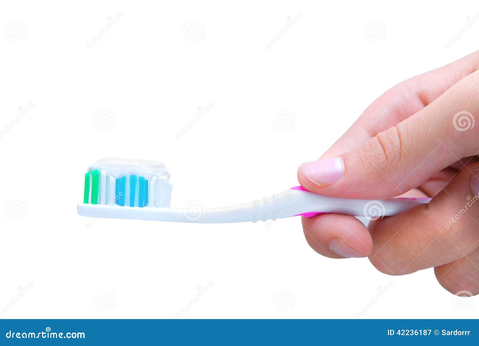 Hand Holding Tooth Brush with Tooth Paste Stock Image - Image of health ...
