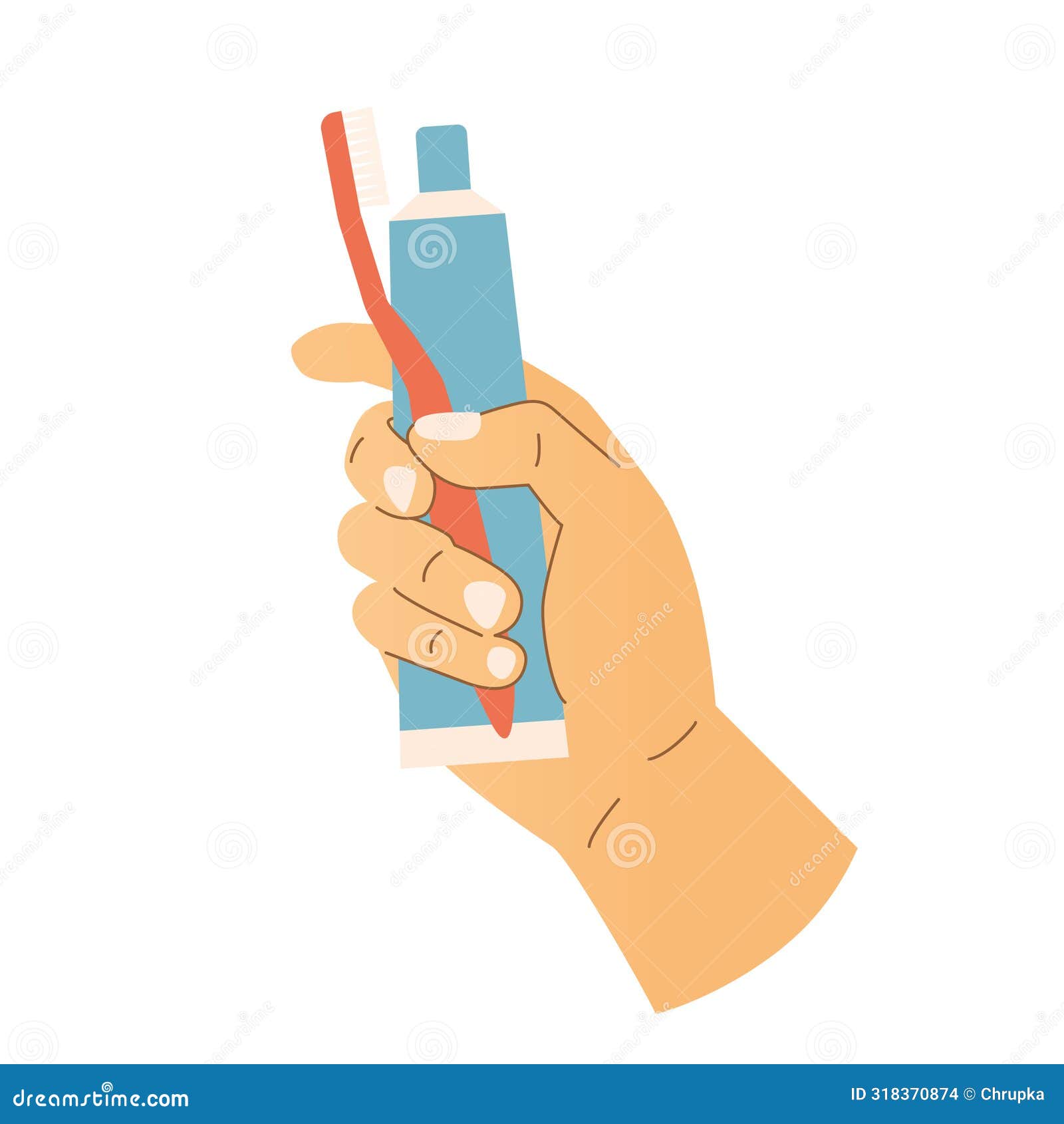Hand Holding Toothbrush and Toothpaste Stock Vector - Illustration of ...