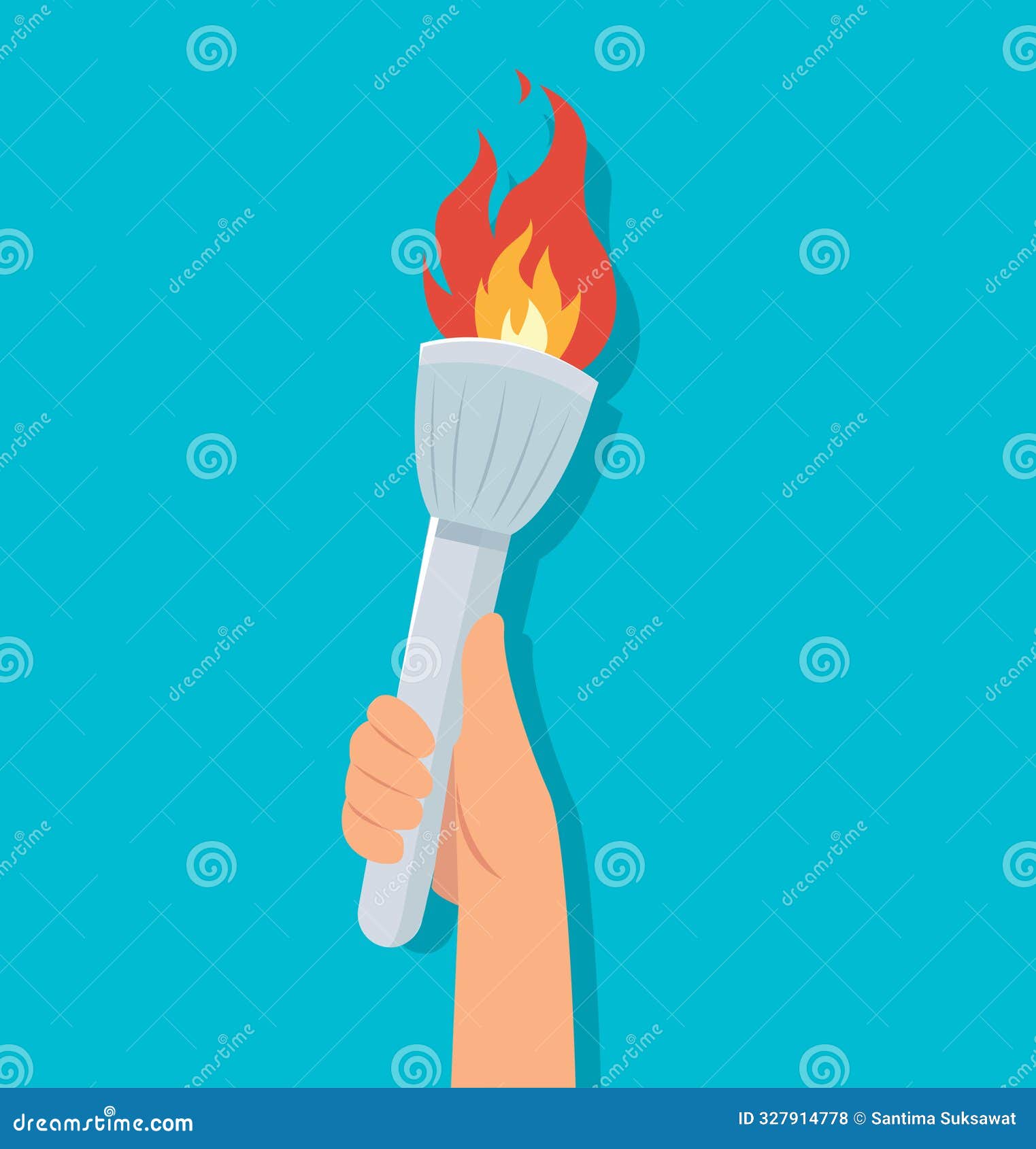 Hand Holding Torch with Burning Flame Vector Illustration Stock ...