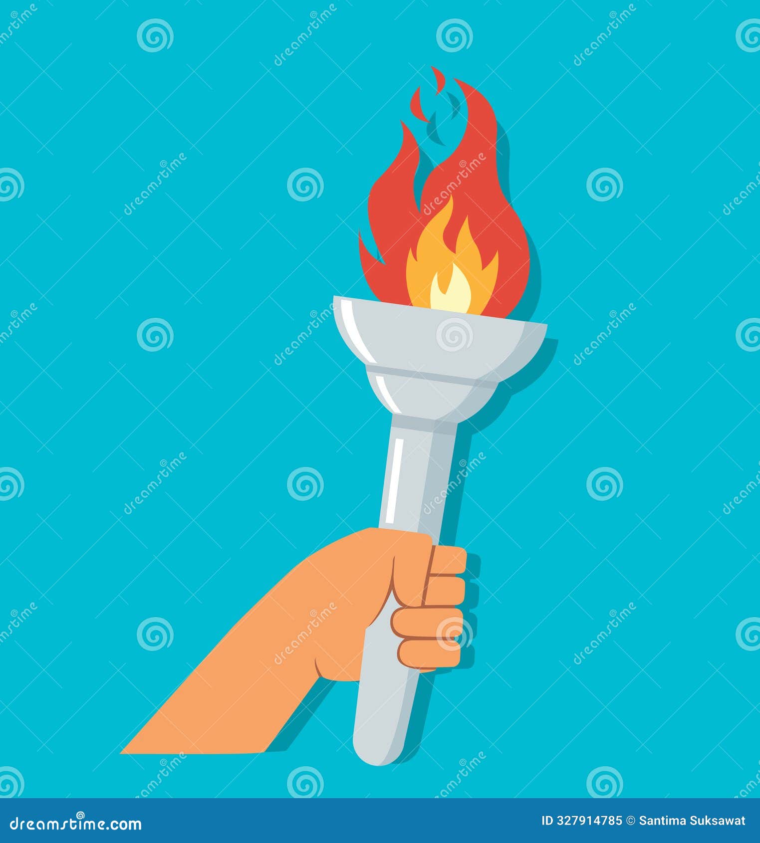 Hand Holding Torch with Burning Flame Vector Illustration Stock Vector ...