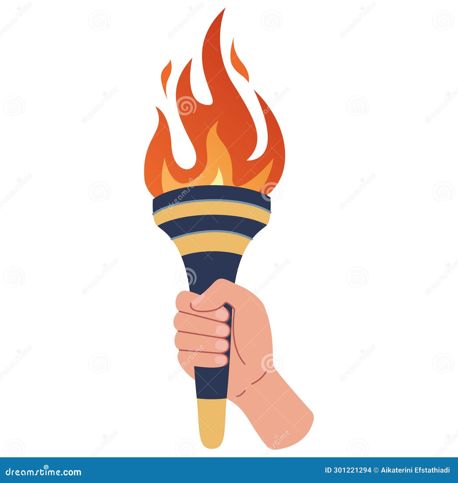 Hand Holding a Torch. Sport Symbol, Flat Vector Illustration Design ...