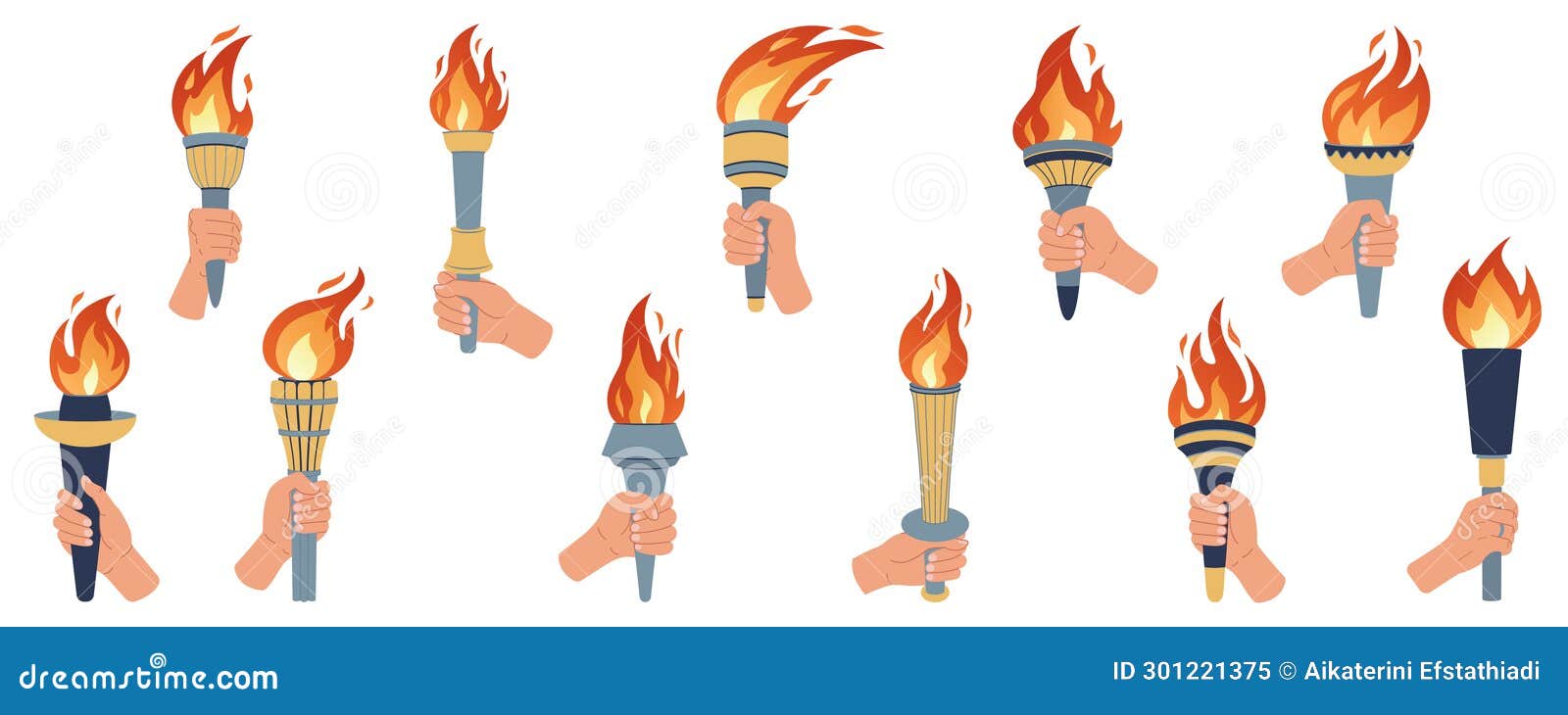 Hand Holding a Torch. Vector Set. Vector Illustration Stock Vector ...