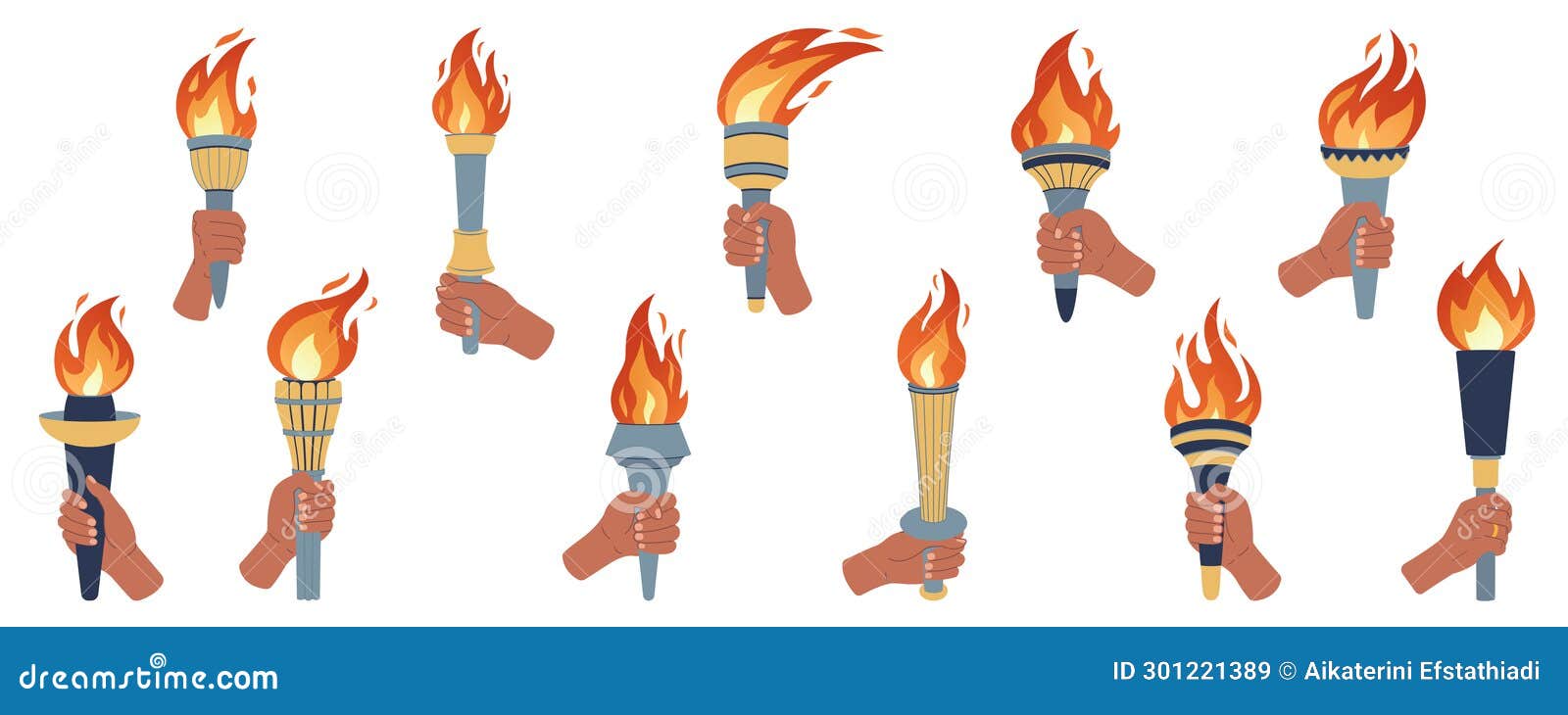Hand Holding a Torch. Vector Set. Vector Illustration Stock Vector ...