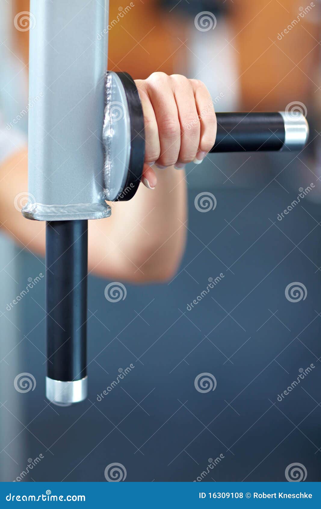 Hand Holding Training Machine Stock Photo - Image of health, people ...