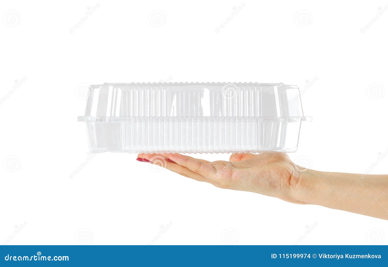 Hand Holding Transparent Plastic Container. Close Up Stock Photo ...