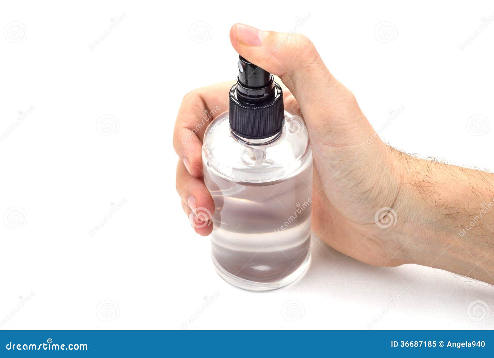 Hand Holding Transparent Spray Can Stock Image - Image of cleanse ...