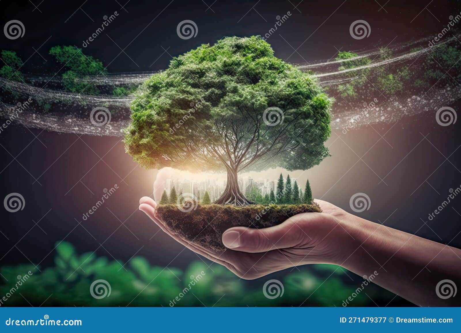 Hand holding tree stock illustration. Illustration of innovation ...