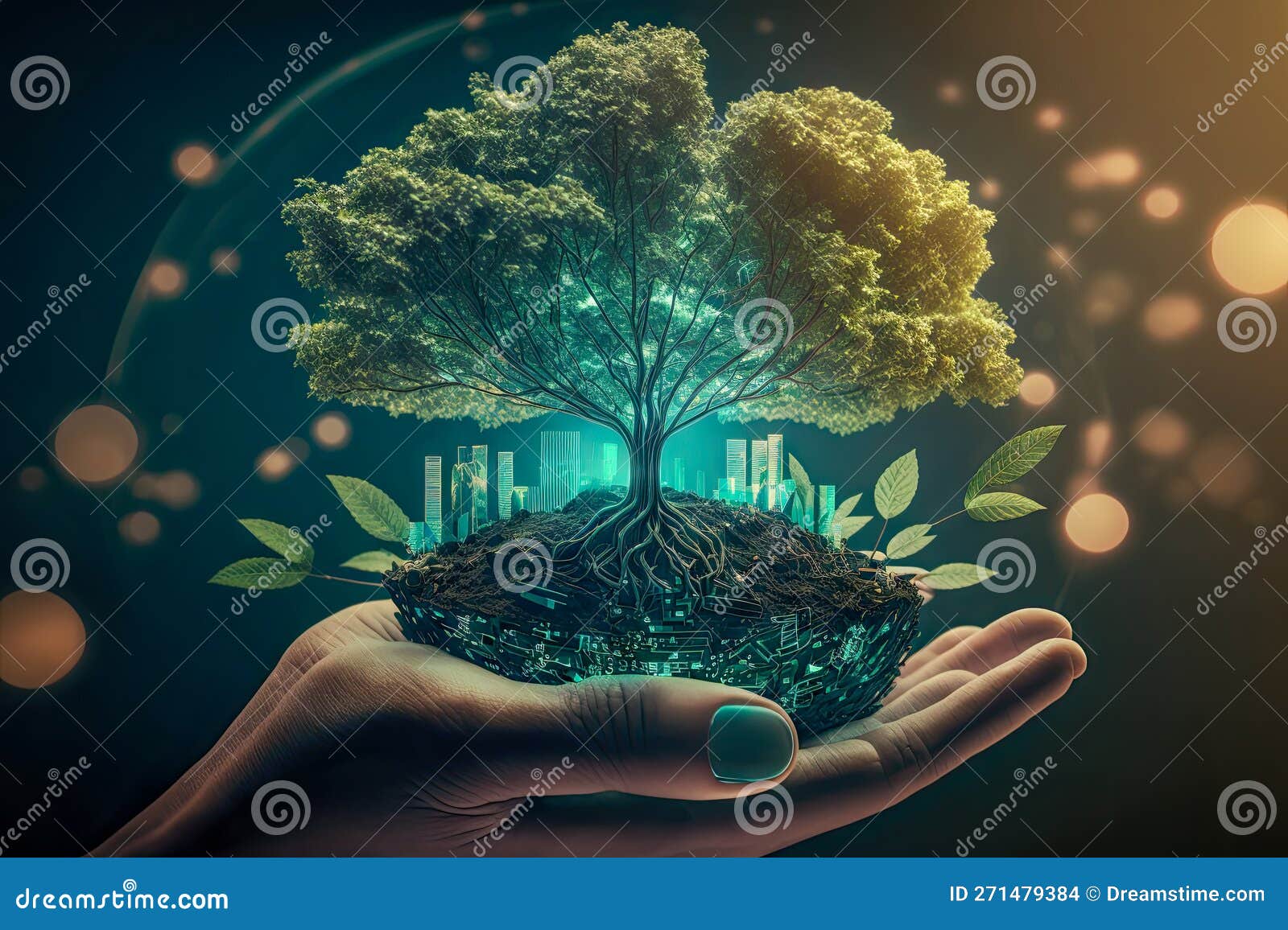 Hand holding tree stock illustration. Illustration of creative - 271479384
