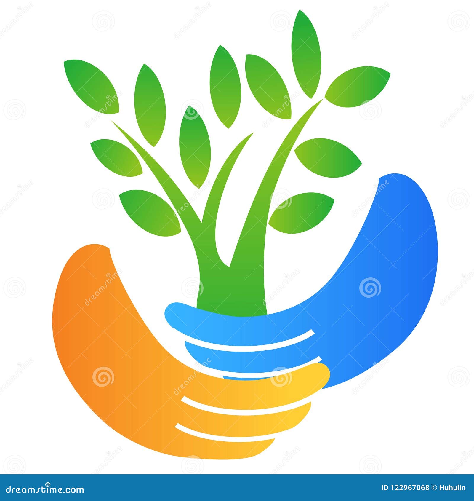 Hand holding tree logo stock vector. Illustration of concept - 122967068