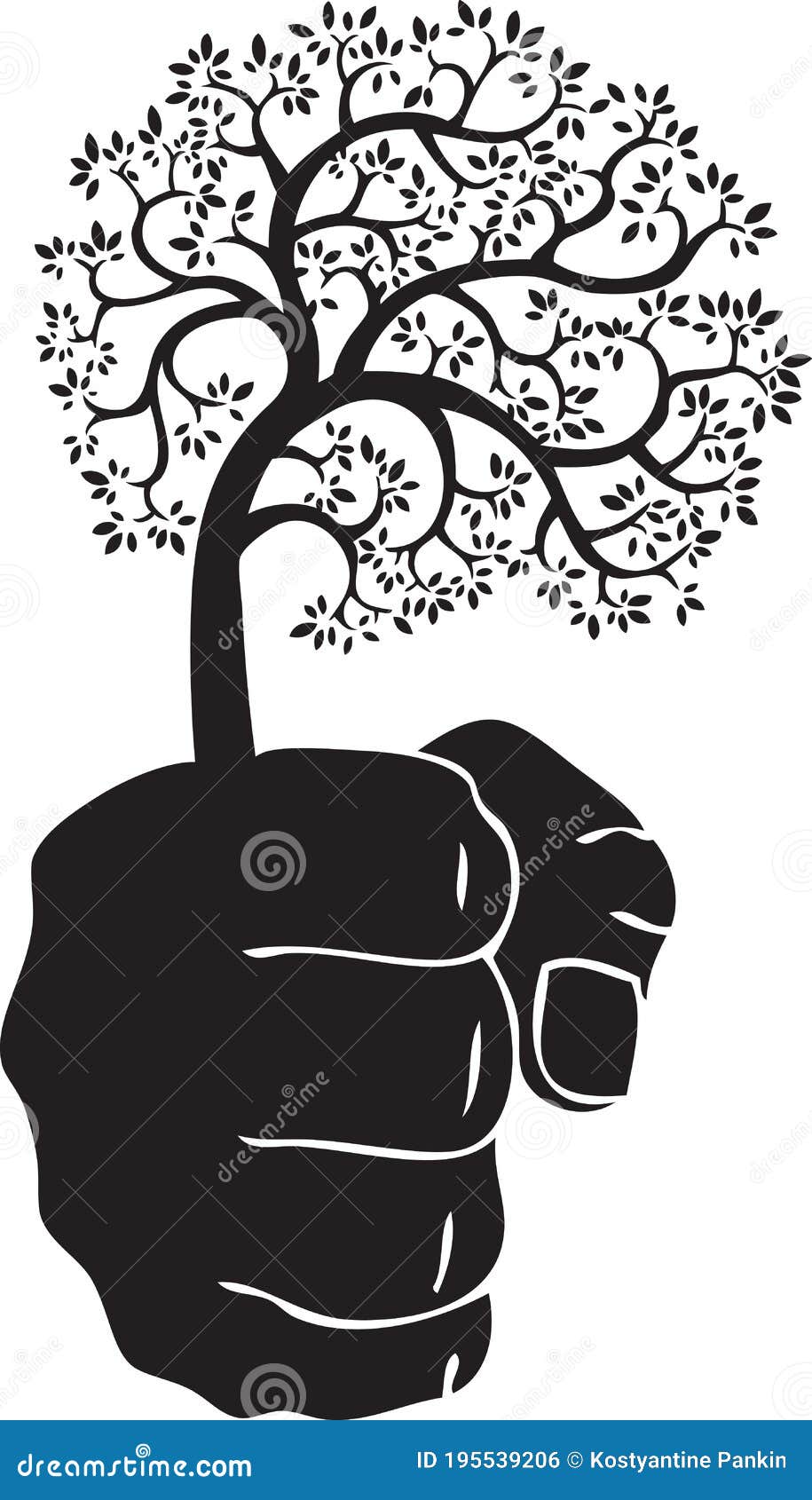 Hand is holding tree stock vector. Illustration of environment - 195539206