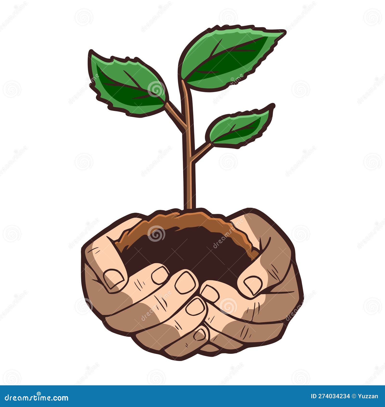 Hand Holding a Tree Vector stock vector. Illustration of grow - 274034234