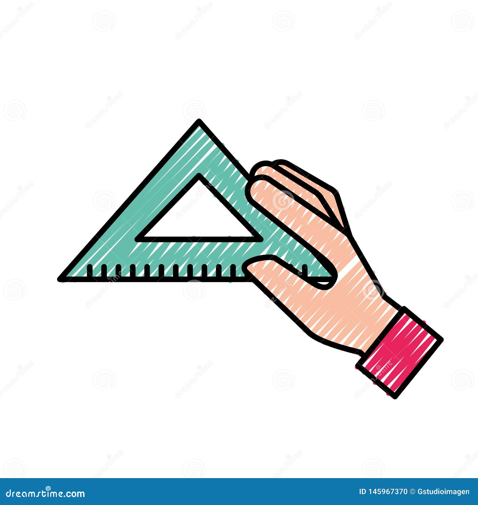 Hand Holding Triangle Ruler Supply Stock Illustration - Illustration of ...