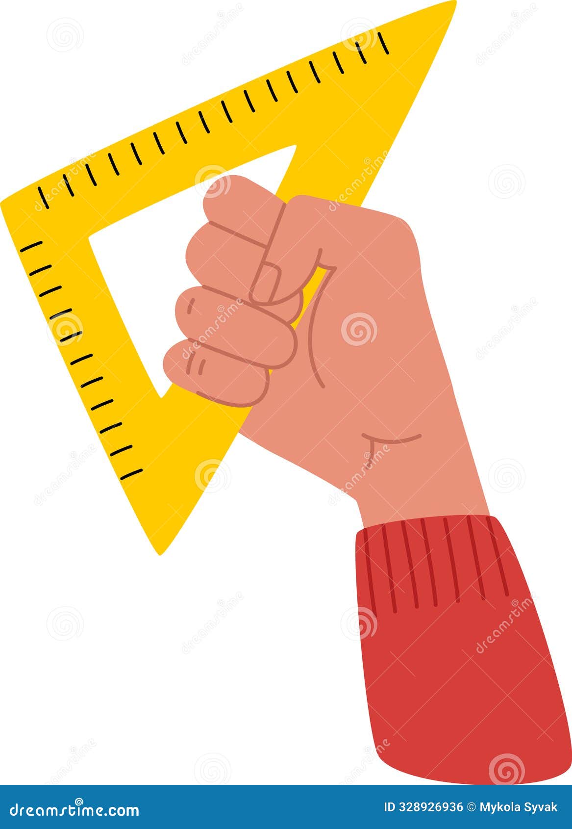 Hand Holding Triangle Ruler Stock Illustration - Illustration of ...