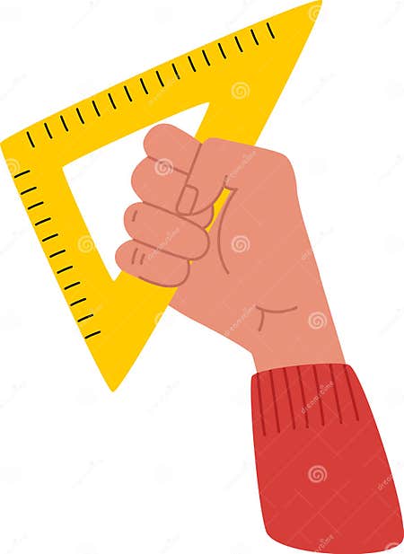 Hand Holding Triangle Ruler Stock Illustration - Illustration of ...