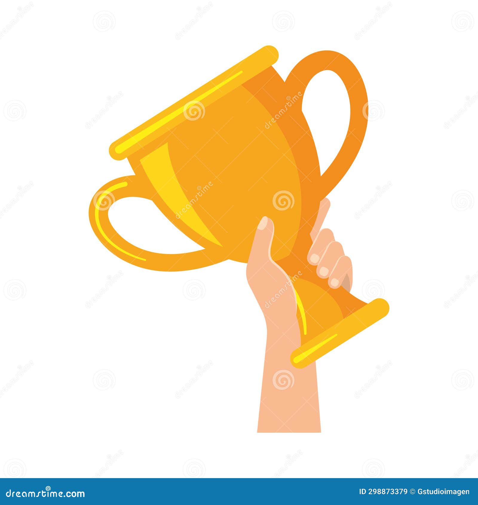 Hand holding trophy stock vector. Illustration of gold - 298873379