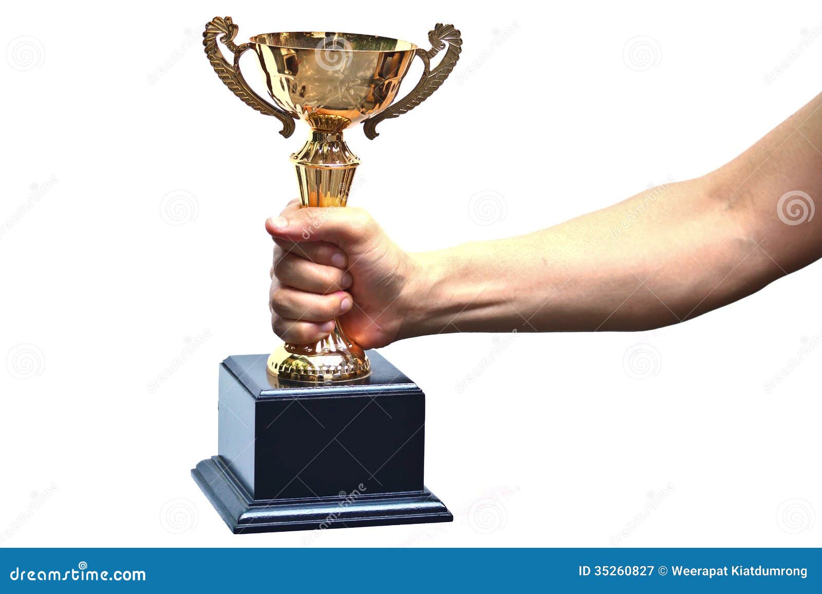 Hand holding a trophy stock image. Image of victory, trophy - 35260827
