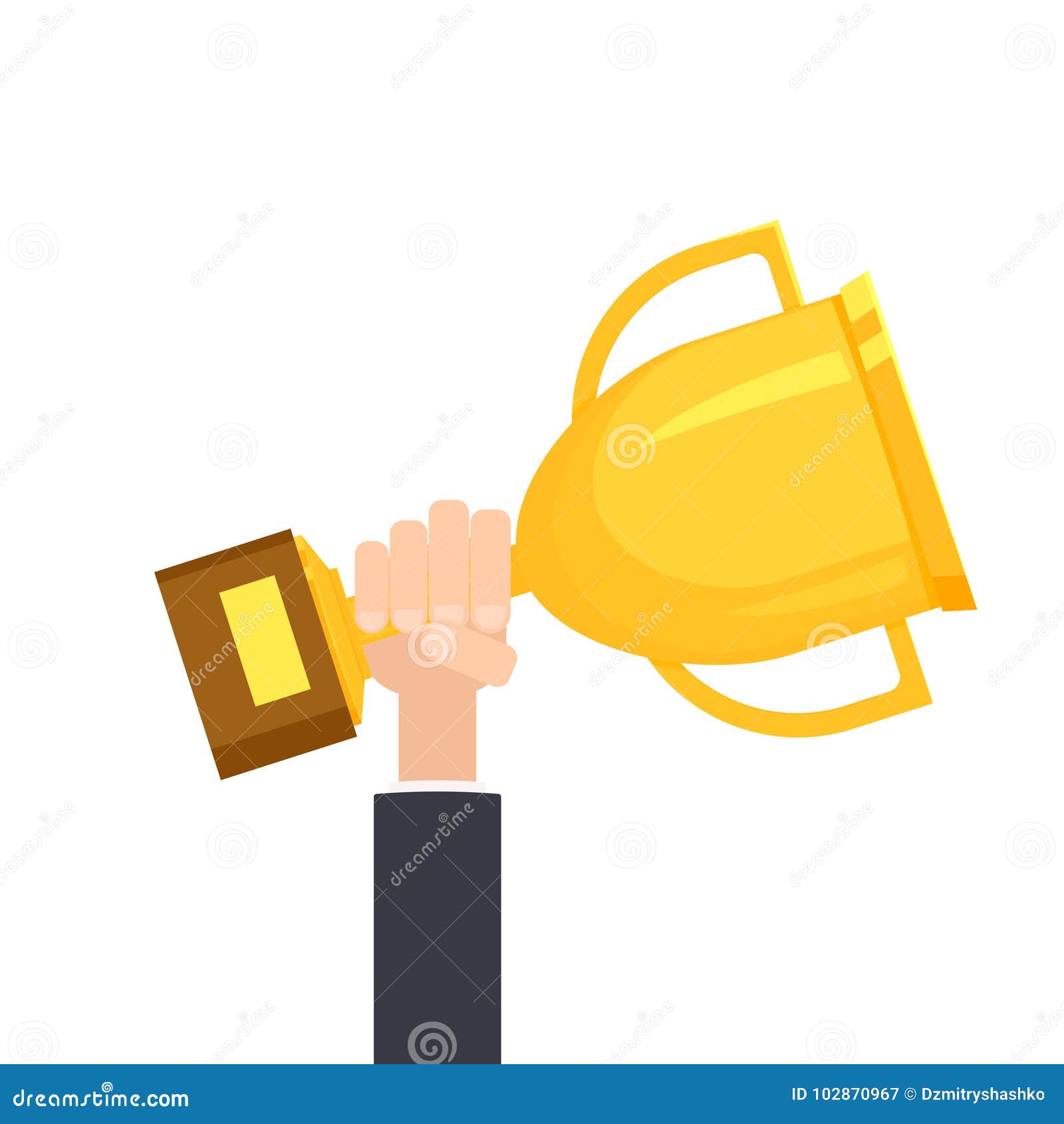 Hand holding trophy stock vector. Illustration of achievement - 102870967