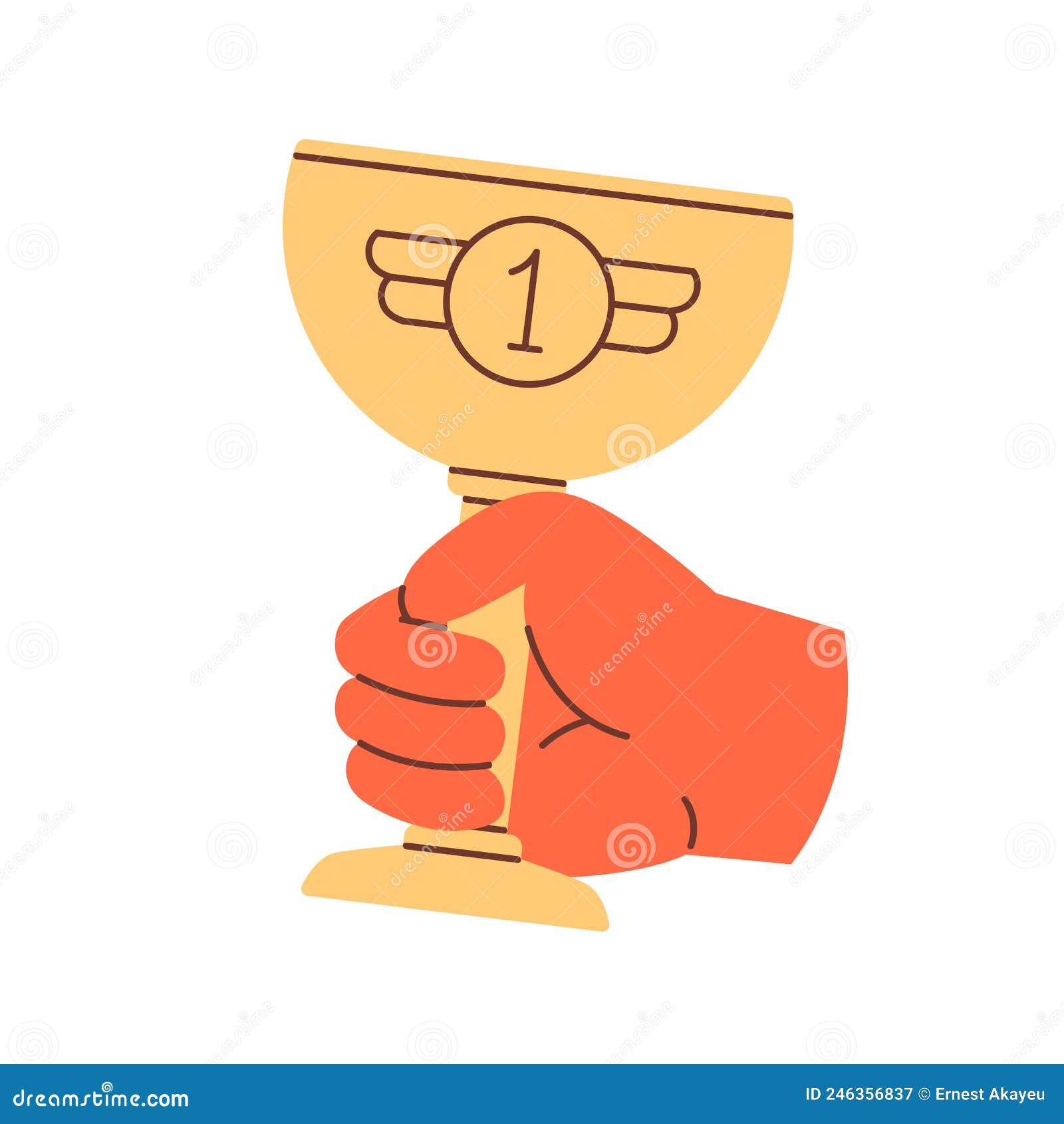 Hand Holding Trophy Winners Cup Icon Leaders Arm With Gold Goblet