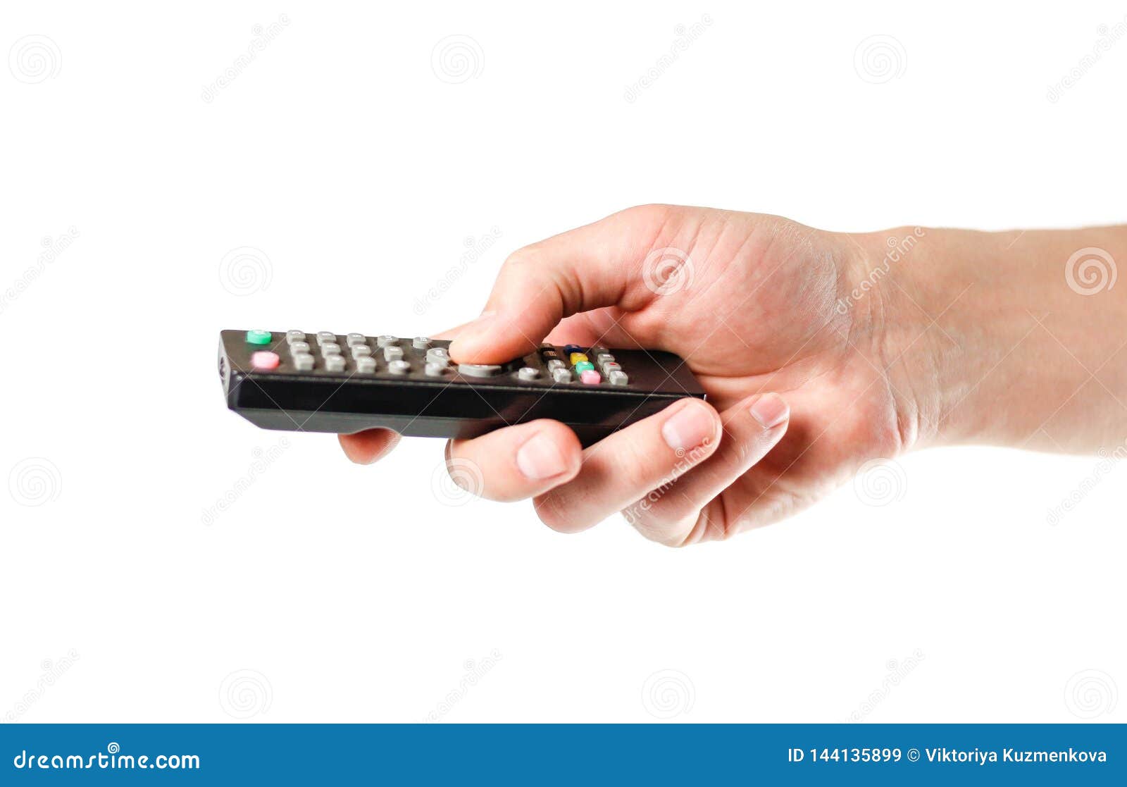 Hand Holding the TV Remote. Close Up Stock Image - Image of electronic ...