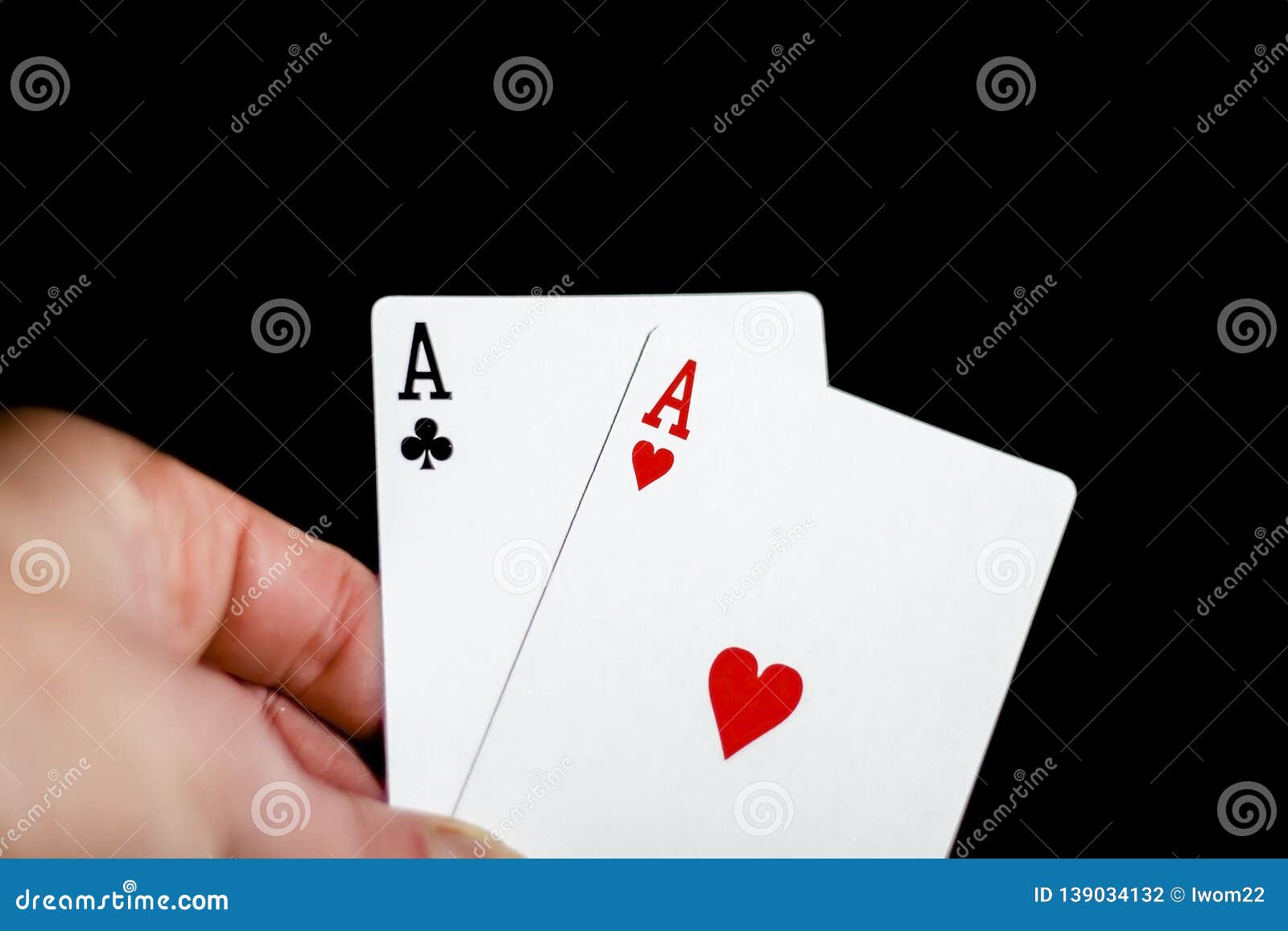 Two aces in a hand. stock photo. Image of white, aces - 139034132