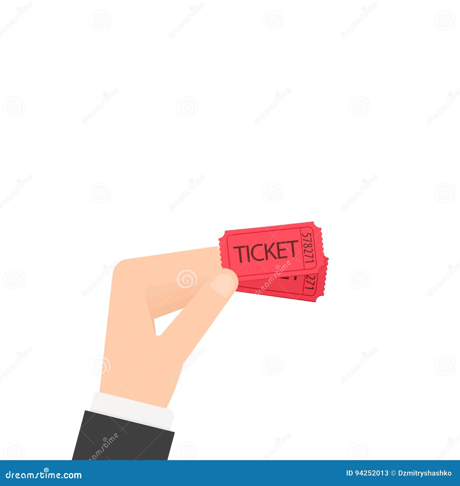 Hand holding two tickets. stock vector. Illustration of film - 94252013