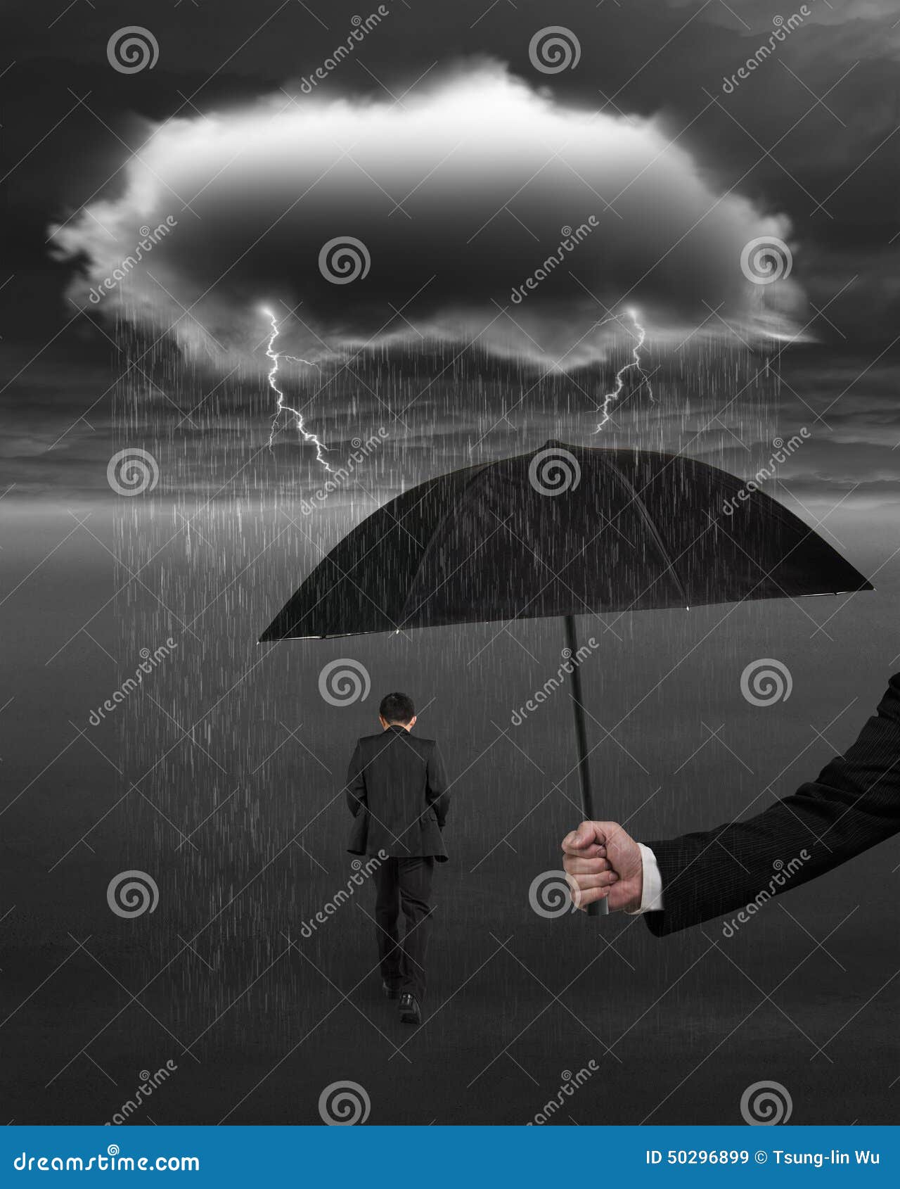 Hand Holding Umbrella Protecting Businessman from Dark Cloud Rain ... Hand Holding Umbrella Protecting Businessman from Dark Cloud Rain ...