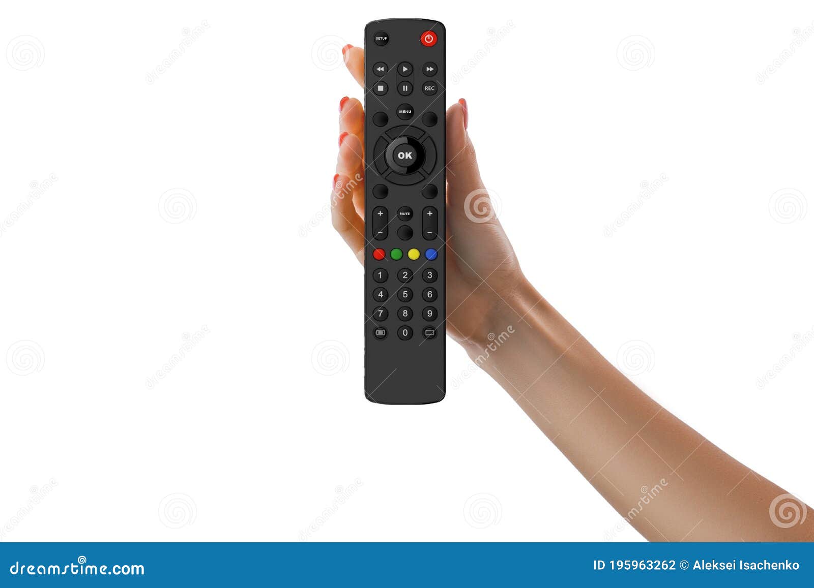 Hand Holding Universal Remote Control Isolated on White Stock Photo ...