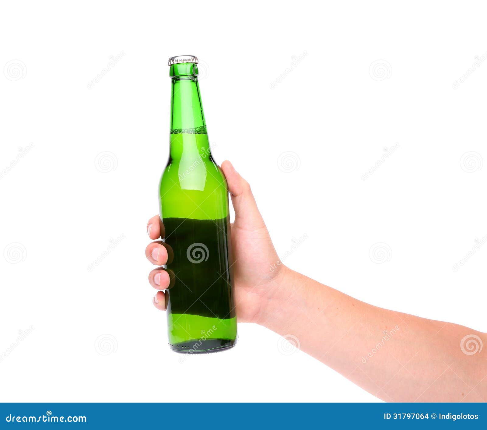A Hand Holding Up a Green Beer Bottle Stock Photo - Image of objects ...