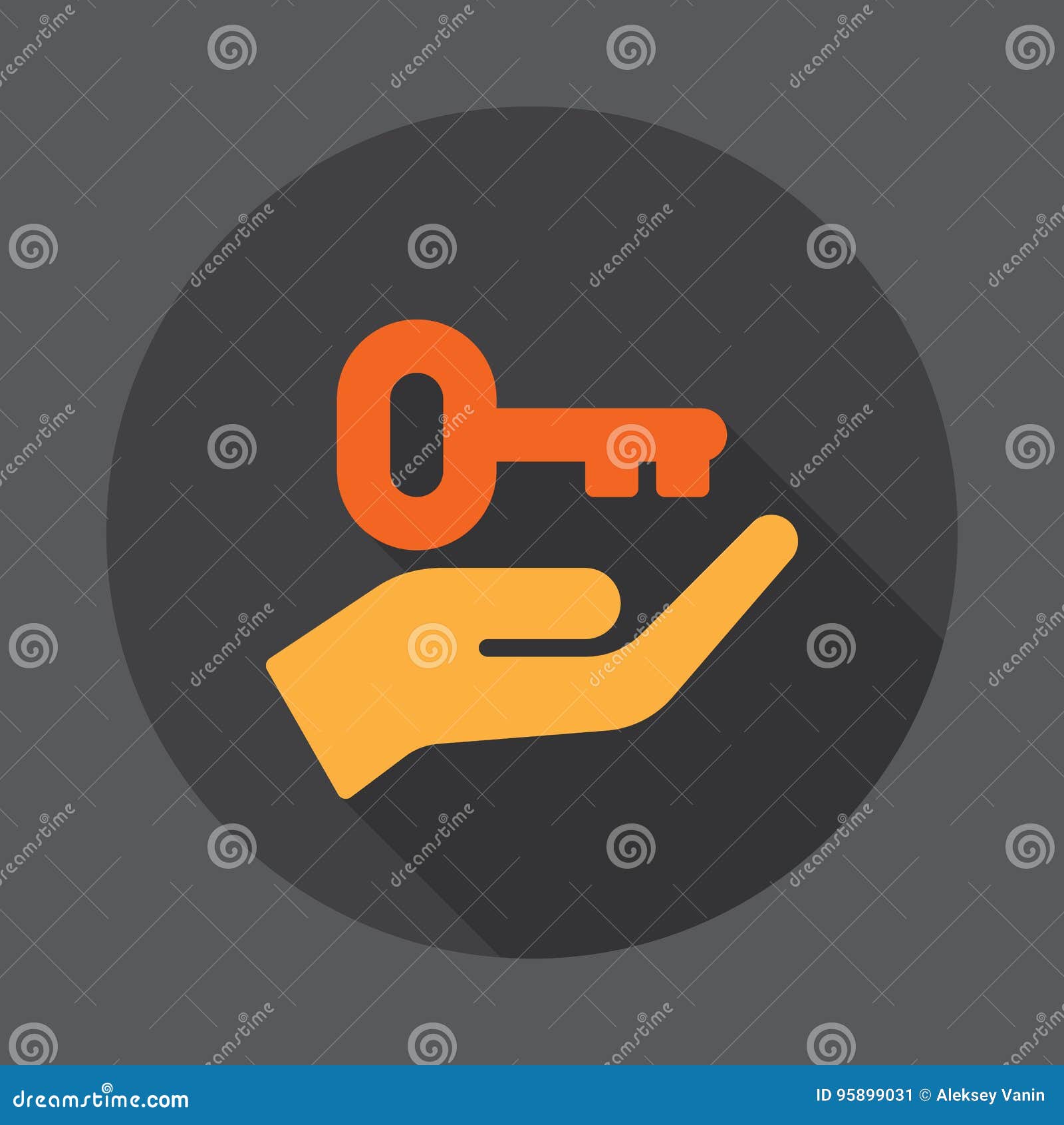 Hand Holding Up Key Flat Icon. Round Colorful Button, Circular Vector ...