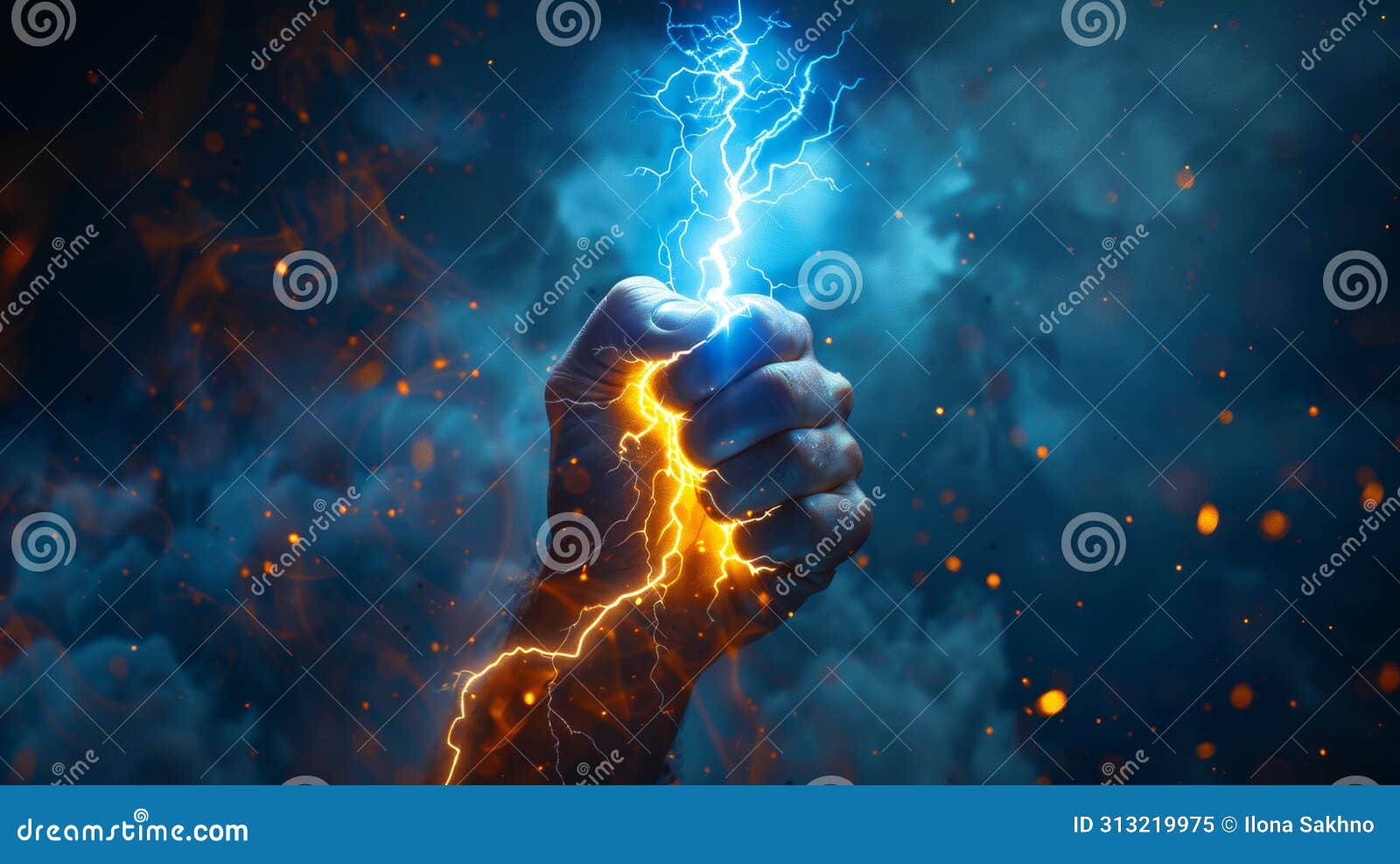 Hand Holding Up a Lightning Bolt Stock Illustration - Illustration of ...