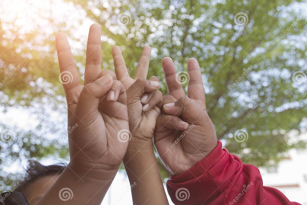 Hand Holding Up the Peace Sign Stock Photo - Image of hand, outdoor ...