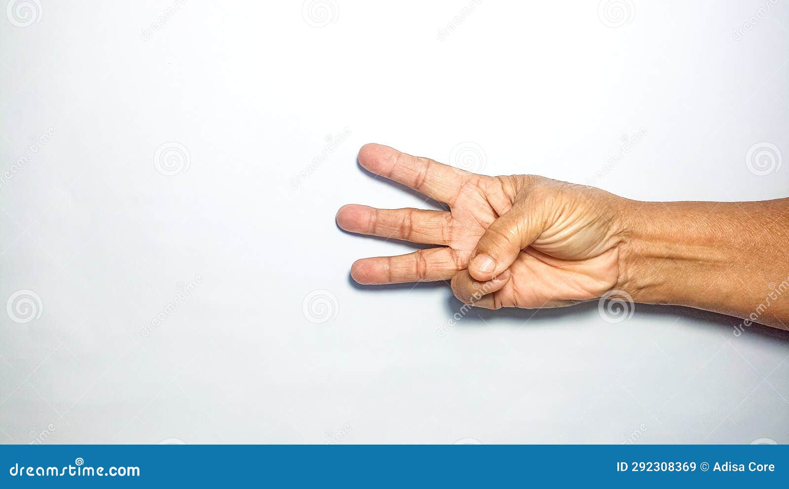 Hand is Holding Up Three Fingers in Eye Level View Stock Image - Image ...