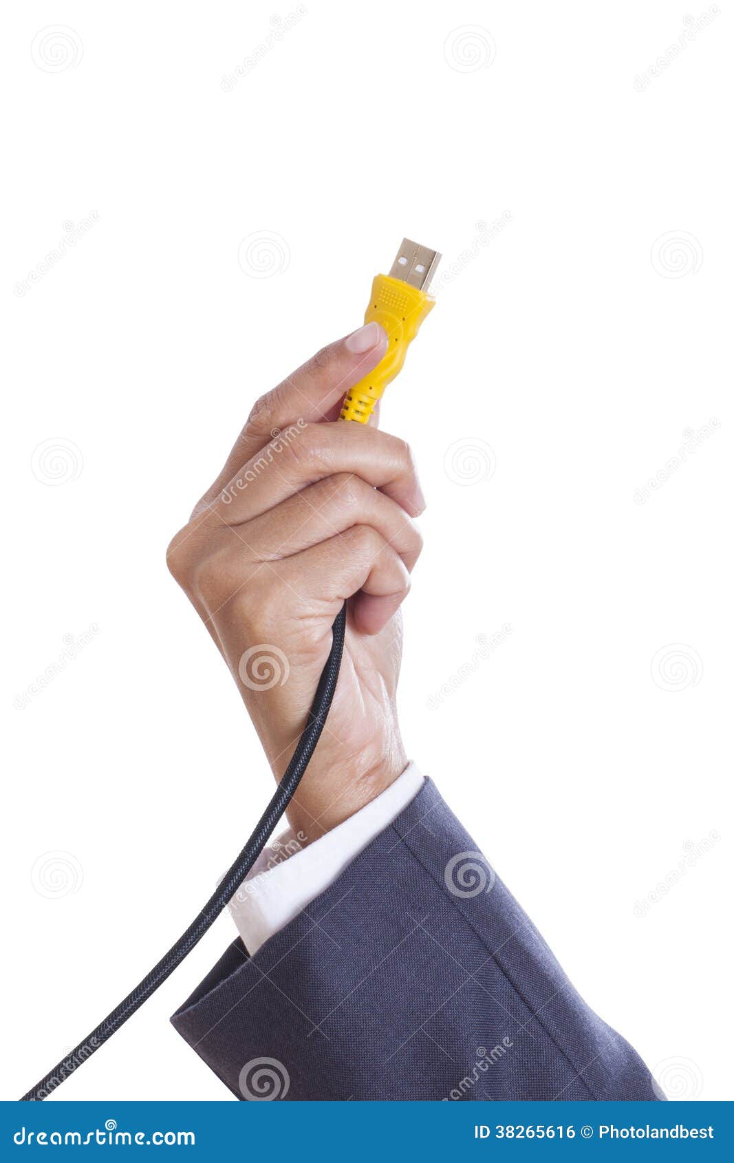Hand holding USB cable. stock photo. Image of charging - 38265616