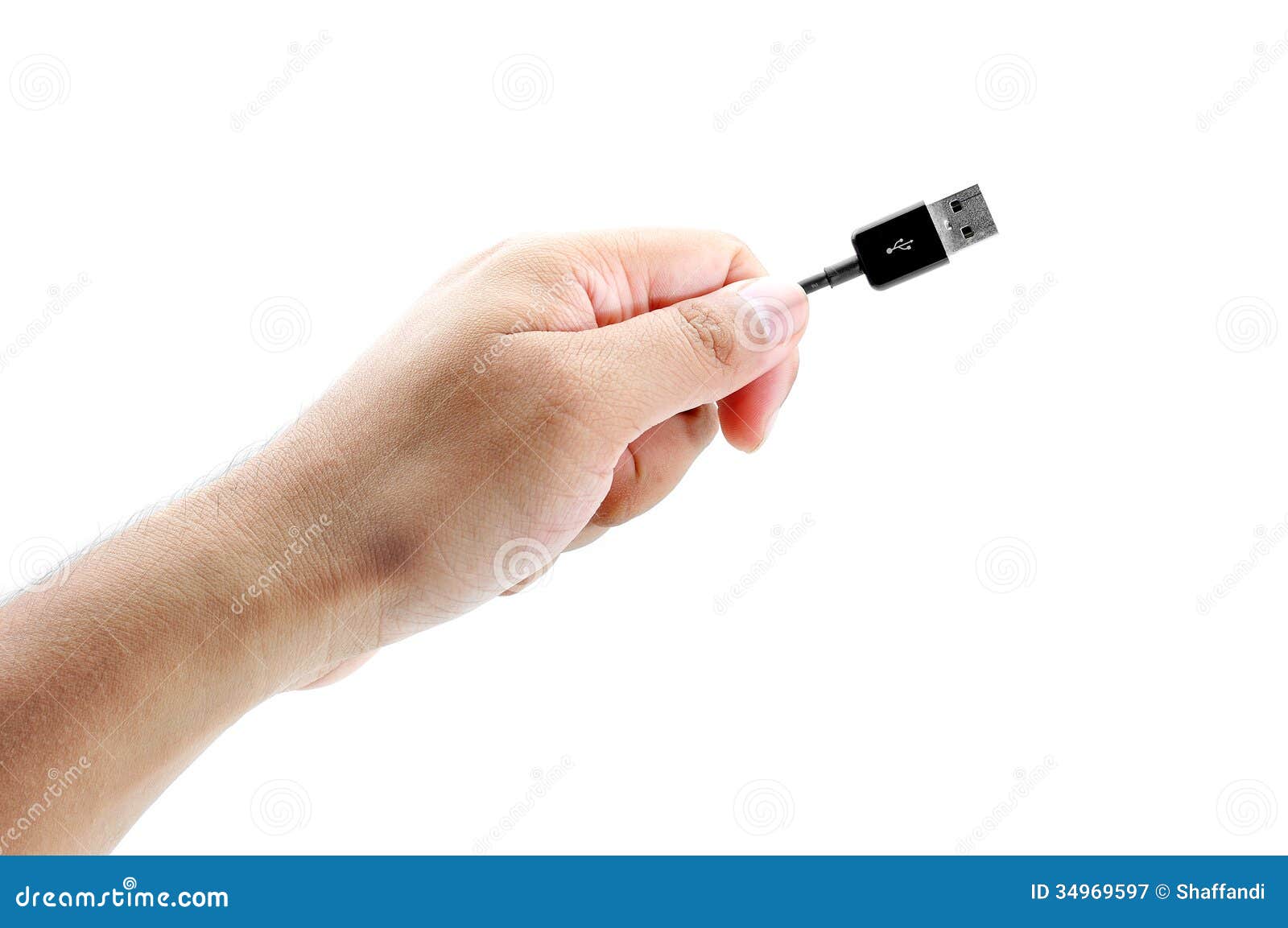 Hand holding USB cable stock image. Image of digital - 34969597