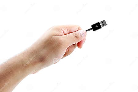 Hand holding USB cable stock image. Image of digital - 34969597