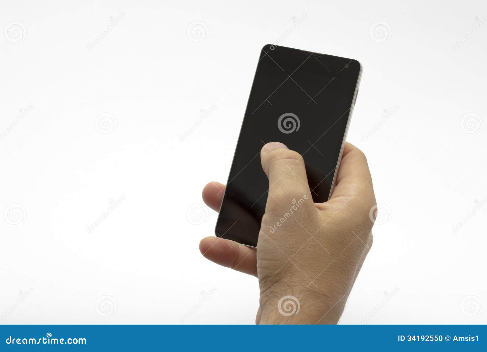 Hand Holding and Using a Smartphone / Phone (isolated) Stock Photo ...