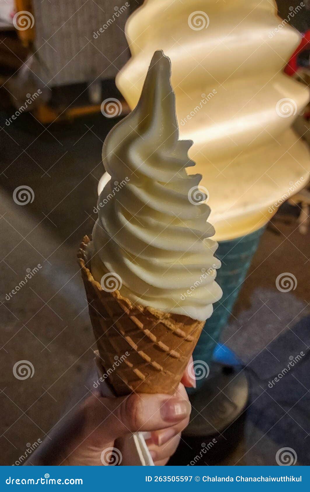 Hand Holding Vanilla Ice Cream Close-up Stock Image - Image of dairy ...