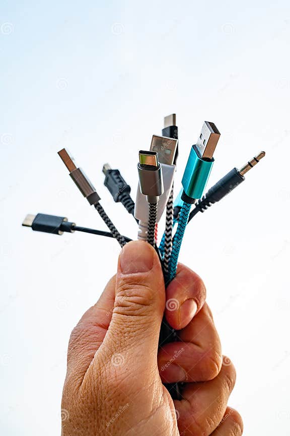 USB and Smartphone Cables and Connectors of Various Types and Colours ...