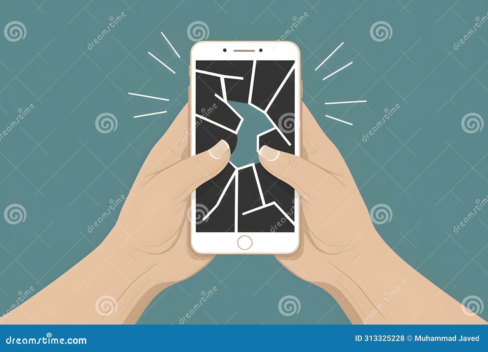 Hand Holding Vector of Broken Screen Phone, Technology Problem Stock ...